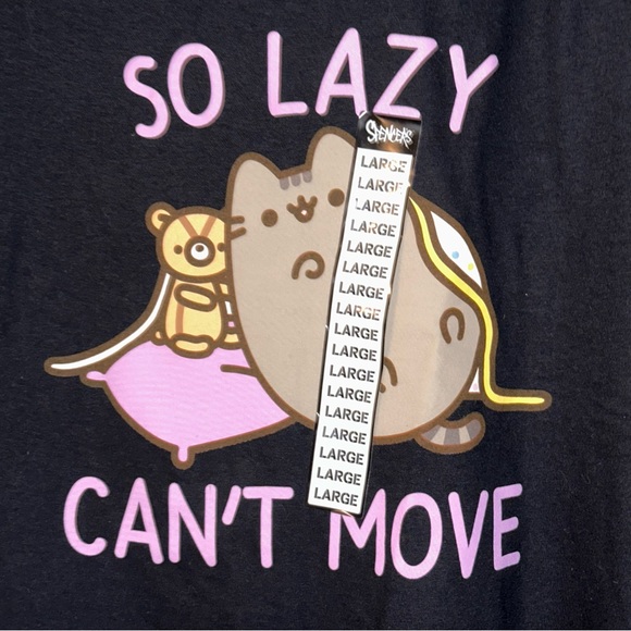 Pusheen | Tops | Pusheen The Cat So Lazy Cant Move Tshirt Black Nwt ...